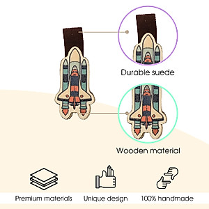 THE CRAFT HOUSE Kawaii Magnetic Bookmarks, Handmade Wooden Bookmarks, Space Bookmarks for Women Men Kids, Cute Bookmarks Book Lovers Gifts, Unique Gifts for Space Lovers | 4 Pieces, Universe