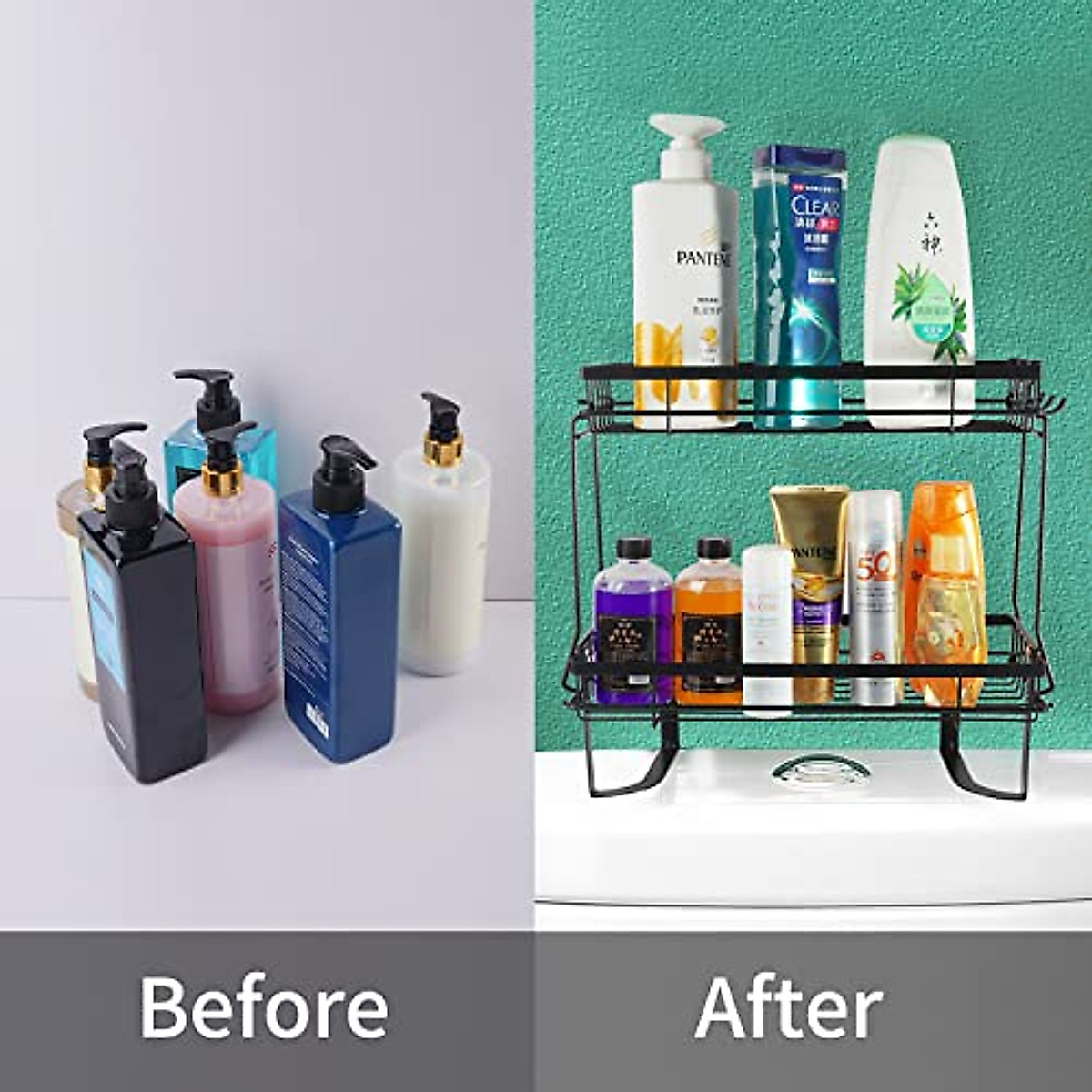 petisal Over The Toilet Storage, 2-Tier Bathroom Organizer Shelves, Multifunctional Toilet Rack,Space-Saving Storage,Bathroom Decor，Bathroom Furniture(Black)