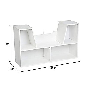 Amazon Basics Kids Bookcase with Reading Nook and 7 Storage Shelves, White, 40.1"L x 11.8"W x 24"H