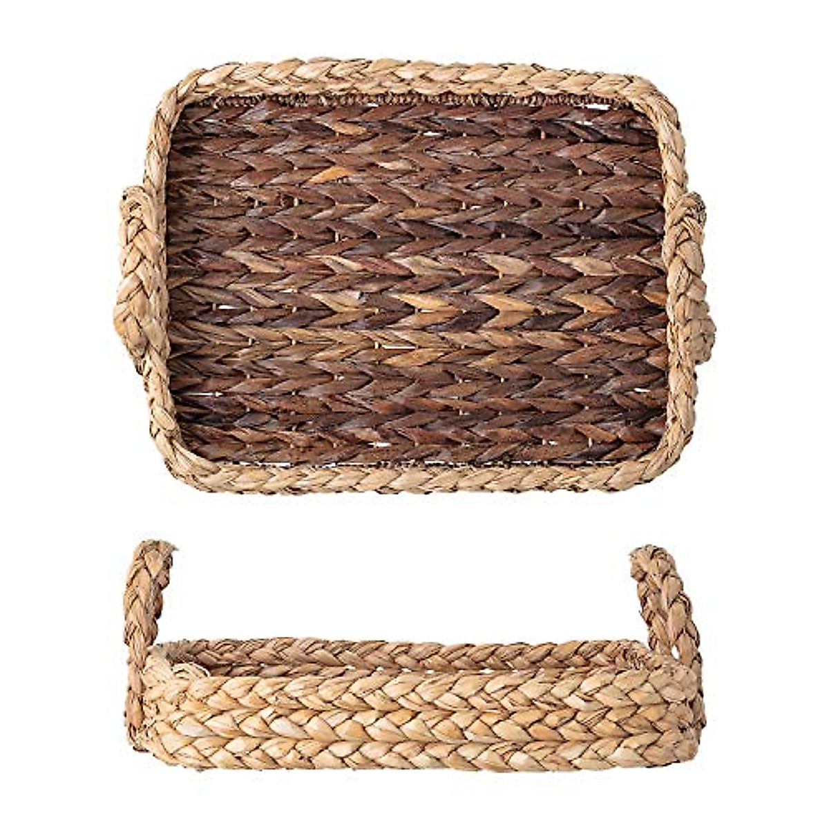 Bloomingville Decorative 22" L Handwoven Seagrass Tray with Handles Basket, Brown