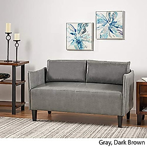 Christopher Knight Home Nyx Leather Loveseat, Grey