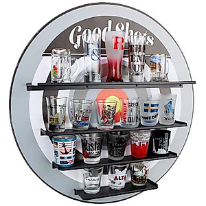 Lily’s Home Bullseye Archery Sports Inspired Shot Glass Wall Display Shelf | Shot Glasses Not Included | 17.5 Inch