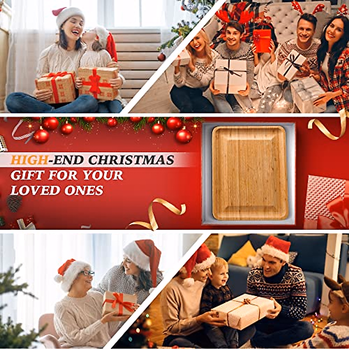 IPOW Cheese Board and Knife Set, Premium Bamboo Charcuterie Cheese Platter Cutting Board for Cheese Lovers Family Gatherings, Gifts for Mom, for Wedding Registry Housewarming Anniversary and Birthday