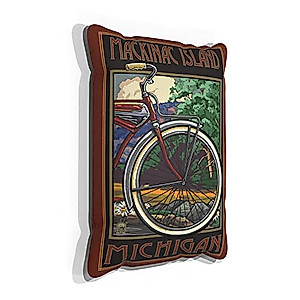 Mackinac Island Michigan Canvas Throw Pillow for Couch or Sofa at Home & Office from Travel Artwork by Artist Paul A. Lanquist 13" x 19".