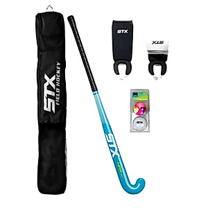 STX Field Hockey Start Pack - Junior with 34" Stick, Shin Guards, Bag & Balls, Black/Teal (FH 962 BE/34)