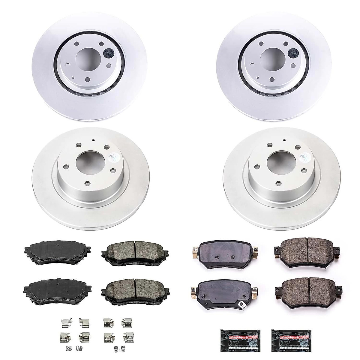 Power Stop CRK8618 Z17 Front and Rear Coated Rotor Kit-Coated Brake Rotors, Ceramic Brake Pads For Mazda 6 2019-2020 [Model Specific]