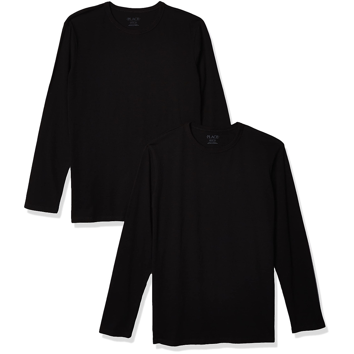 The Children's Place boys Long Sleeve Basic Layering T-shirt T Shirt, Black 2 Pack, X-Large US