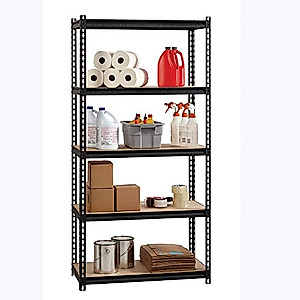 Lorell 2,300 lb Capacity Riveted Steel Shelving Storage Rack, Black