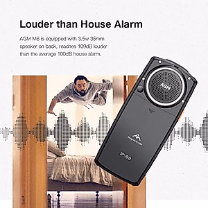AGM M6 4G Rugged Phone, Cell Phone for Seniors & Kids, Dual SIM IP68/IP69K Waterproof Phone, MIL-STD-810H, T-Mobile, 2.4" Screen, 48+128MB, 2500mAh Battery, Black, Big Button | Big Font | Big Speaker