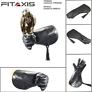Medent Black Shiny Nubuck Leather Traditional Falconry Gloves Eagle Hunting Raptor Bird Pet Hawk - Left Hand