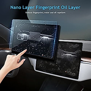 HANSSHOW Tesla Model S/X Tempered Glass Touch Screen Protector 2PCS with 9H Hardness 2.5D Edge Anti-Fingerprint Glare Scratch For 2021+ Model S/X Dashboard Touchscreen + Rear Seat Screen (HD Clear)