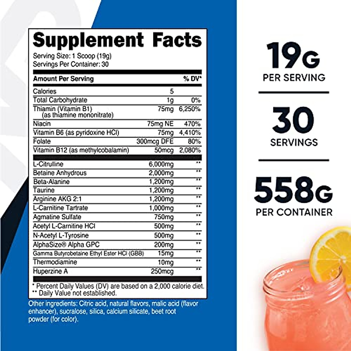 Nutricost Stim-Free Pre-Workout, 30 Servings (Pink Lemonade) - Caffeine Free, Stimulant Free, Non-GMO, Gluten Free