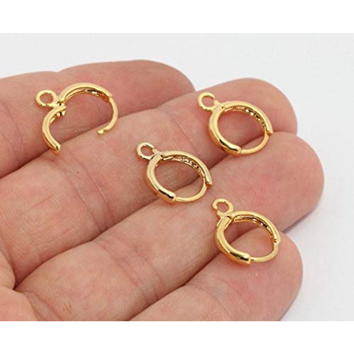 20pcs Adabele Hypoallergenic Dangle Tarnish Resistant Round Earring Hooks Leverback Huggies Earwire 14mm (0.55 Inch) Long Gold Plated Brass BF263-1