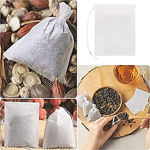 LANSKLBD - 200 Pcs Disposable Tea Bags for Loose Leaf Tea, Tea Filter Bags for Loose Tea, Wood Pulp Material, Empty Tea Bags (2.36 x 3.15 Inch))