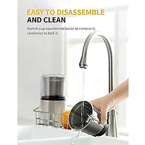 SHARDOR Coffee Grinder Electric, Herb Grinder, Spice Grinder Electric, Wet Grinder for Spices and Seeds with 2 Removable Stainless Steel Bowls, Silver