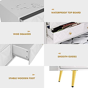 EazeHome White Dresser, 6 Drawers Dresser with Wide Double Drawer, Chest of Drawers Large Storage Cabinet for Bedroom, Living Room, Entryway, Hallway