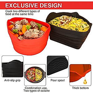 Transform Cooking with Blue+Grey Eco-Friendly Silicone Slow Cooker Divider Inserts - Non-Stick, Dishwasher Safe! Fits 6-8 Quart Brands