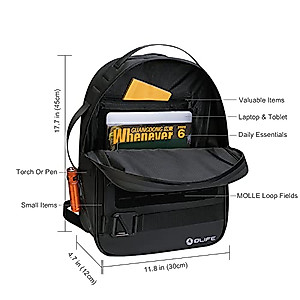 OLIFE Drytrip 17 inch Laptop Backpack, 20L Travel Commuter Backpack with MOLLE Loop Fields, Water-resistant Polyester Shell for Business Office