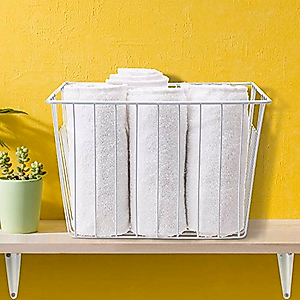 WenZBros Freezer Wire Basket Organizer, Refrigerator Metal Storage Divider, Household Container Bins with Handles for Kitchen, Pantry, Cabinet, Office, Closets