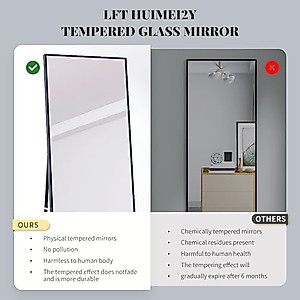 LFT HUIMEI2Y Full Length Mirror 71"x32", Standing Hanging or Leaning Against Floor Tempered Mirrors, Wall-Mounted Full Body Dressing Mirror with Aluminum Alloy Frame for Living Room, Bedroom, Black