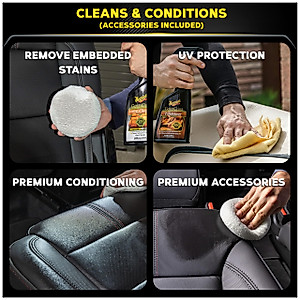 Meguiar's G55153 Leather Care Kit, Includes Gold Class Leather & Vinyl Cleaner, Gold Class Leather Conditioner, Microfiber Applicator Pad and Supreme Shine Microfiber Towel