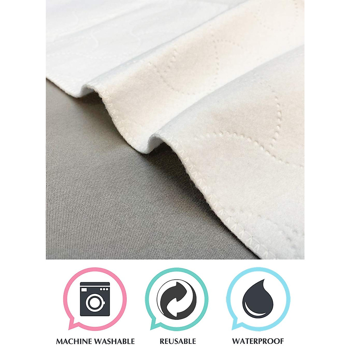 American Baby Company 2 Pack Waterproof Reusable Embossed Quilt-Like Flat Crib Protective Mattress Pad Cover for Babies, Adults and Pets, White