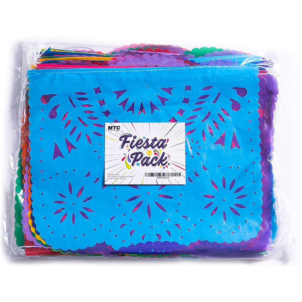 RICO RICO - Plastic Papel Picado 1 Pack, Ideal for a Mexican Fiesta, Cinco de Mayo, Mexican Themed Party and Fiesta Party Decorations,16 Feet Long - 10 Unique Designs.