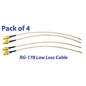Pack of 4 RF U.FL(IPEX/IPX) Mini PCI to SMA Female Pigtail Antenna Wi-Fi Coaxial RG-178 Low Loss Cable (7 inches (17.8 cm)))
