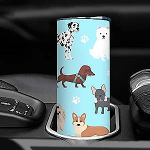Dog Tumbler with Lid and Straw Dog Paw Print Coffee Animal Travel Mug 20oz Dog Stainless Steel Cup，Dog Lovers Gifts for Women