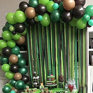 Green and Brown Balloons, Dark Emerald Green Balloon Camouflage Green Black Brown Balloons, Metallic Green Gold Balloons for Camping Game Jungle Theme Camo Birthday Baby Shower Army Party Decorations