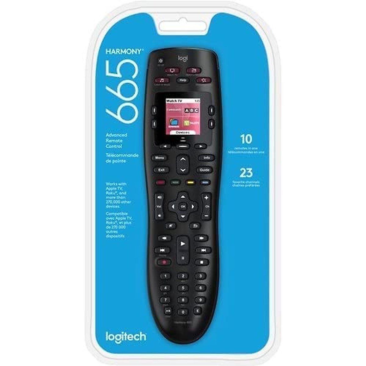 Logitech Harmony 665 Advanced Remote Control, Universal Entertainment Remote, Replaces up to 10 remotes with Guided Online Set-up and Interactive Help (Renewed)