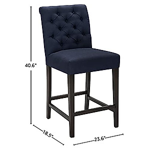 Amazon Brand – Stone & Beam Carson Tufted High-Back Upholstered Counter-Height Kitchen Stool, 41"H, Navy Blue