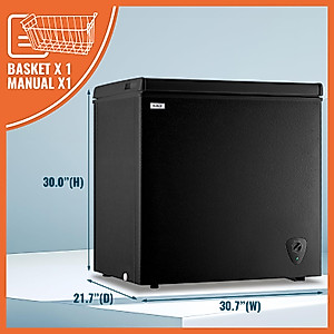 WANAI Chest Freezer Large Home Deep Freezers Black Top Door with Removable Basket Compact Freezer 7 Temperature Control Energy Saving for Home Kitchen Office Dorm Apartment