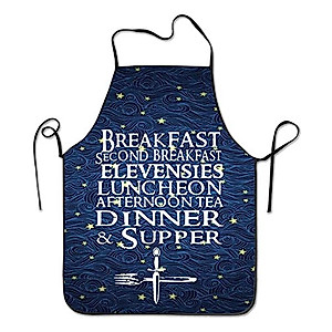 YISHOW Unisex The Seven Daily Hobbit Meals Cooking Chef Kitchen Aprons with Adjustable Bib
