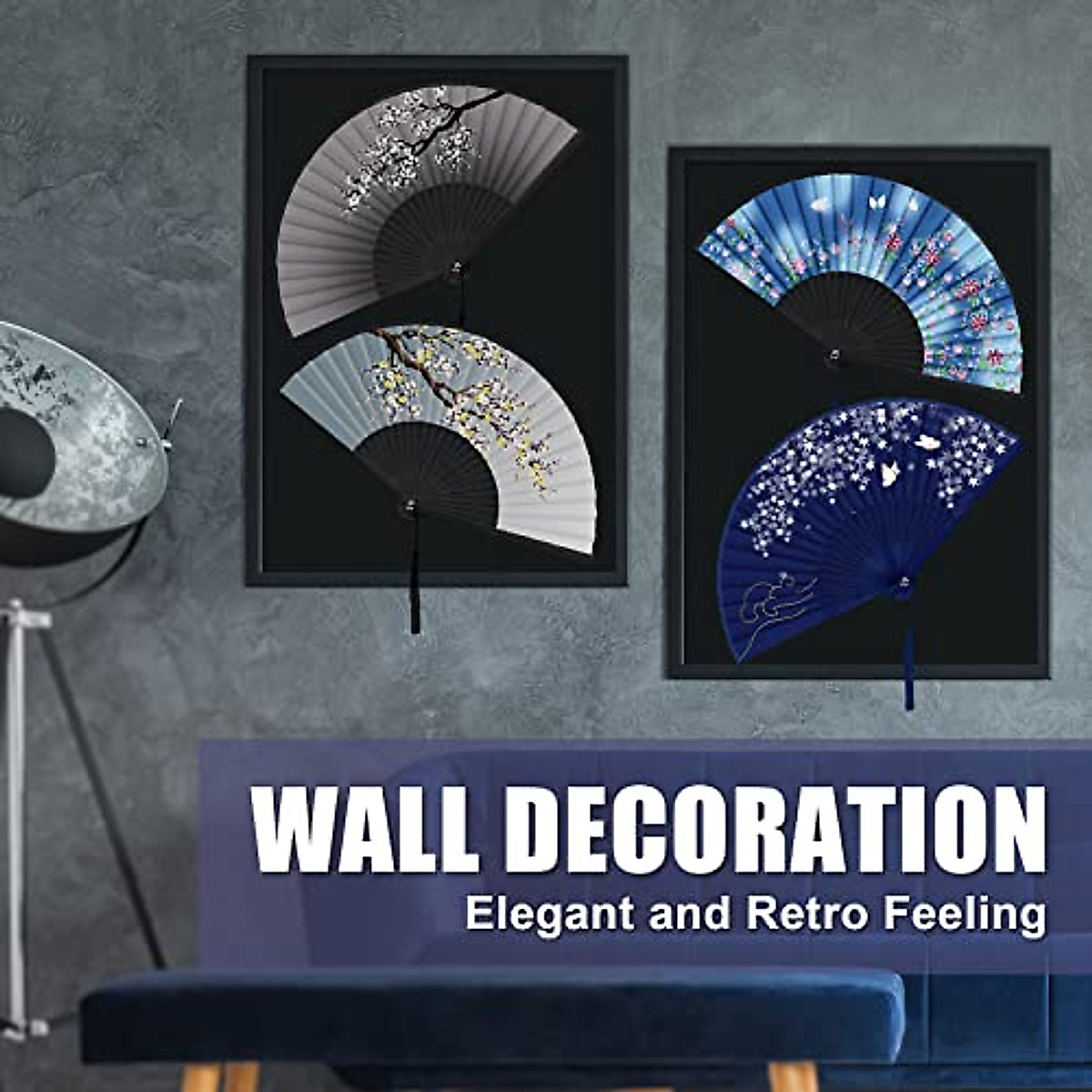 WEARXI Hand Held Fan, 4 PCS Hand Fans for Women Foldable, 8.3" Silk Folding Fan with Bamboo Frames, Chinese Japenese Paper Hand Fan Foldable for Cosplay, Dancing, Party, Wedding, Home Decoration