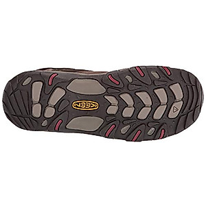 KEEN Women's Steens Mid Height Leather Waterproof Hiking Boots, Toasted Coconut/Tibetan Red, 10