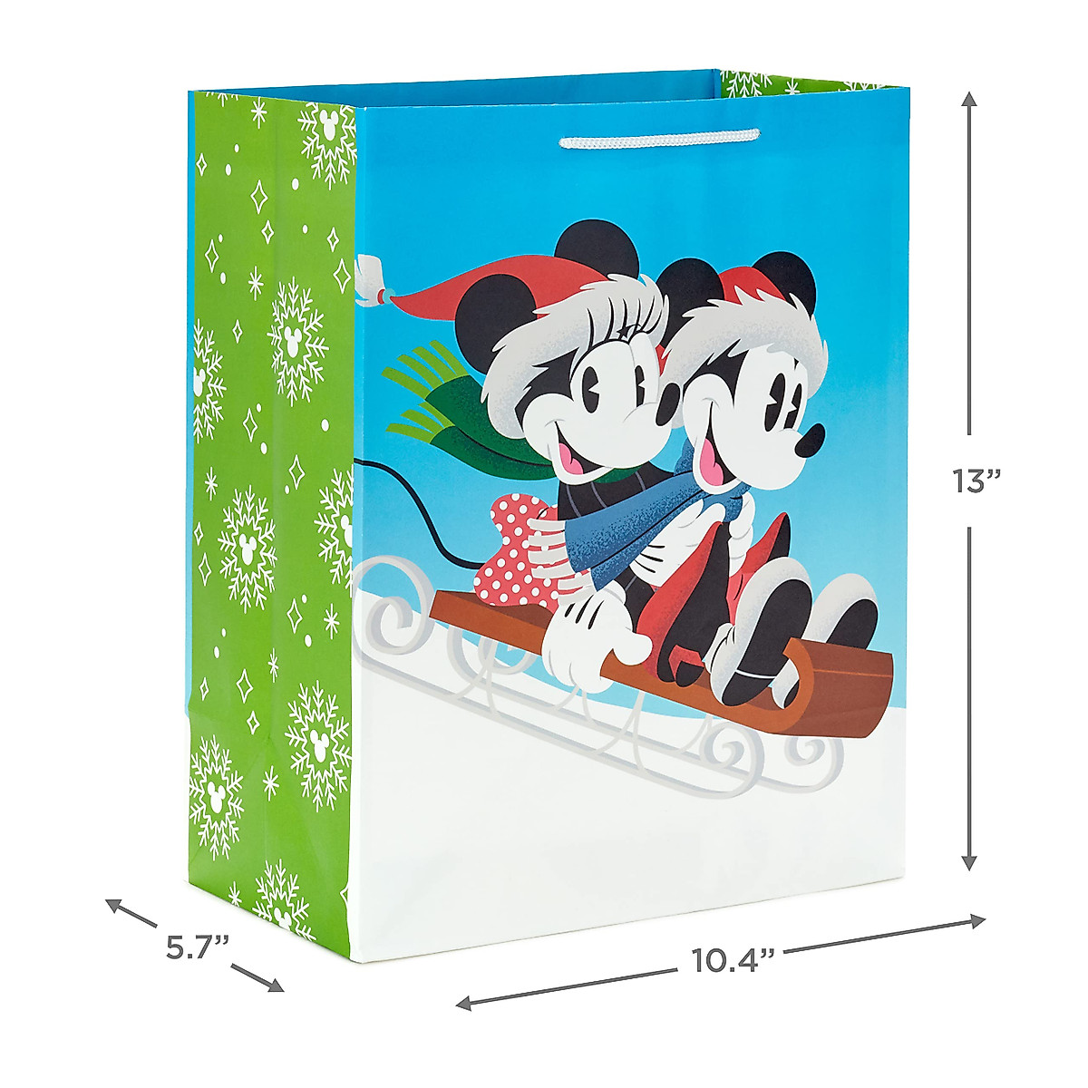 Hallmark Mickey and Minnie Christmas Gift Bags in Assorted Sizes (4 Bags: 2 Medium 9", 2 Large 13") for Kids, Grandchildren, Disney Fans and Collectors