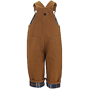 Carhartt Baby Boys' Canvas Overall Flannel Lined, Brown, 12 Months