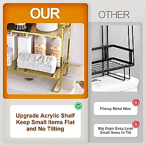 YIWANFW Over The Toilet Storage, Gold Over The Toilet Shelf Bathroom Organizers and Storage, 2-Tier Bathroom Shelves Over Toilet Bathroom Storage, Multi-Purpose Over Toilet Shelf Above Toilet Storage