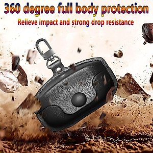 SKPY Secure Snap-Fastener Leather Case Compatible with Sony WF-1000XM4 Scratch Shockproof Leather Cover with Anti-Loss Keychain for Boys Girls Womens Mens