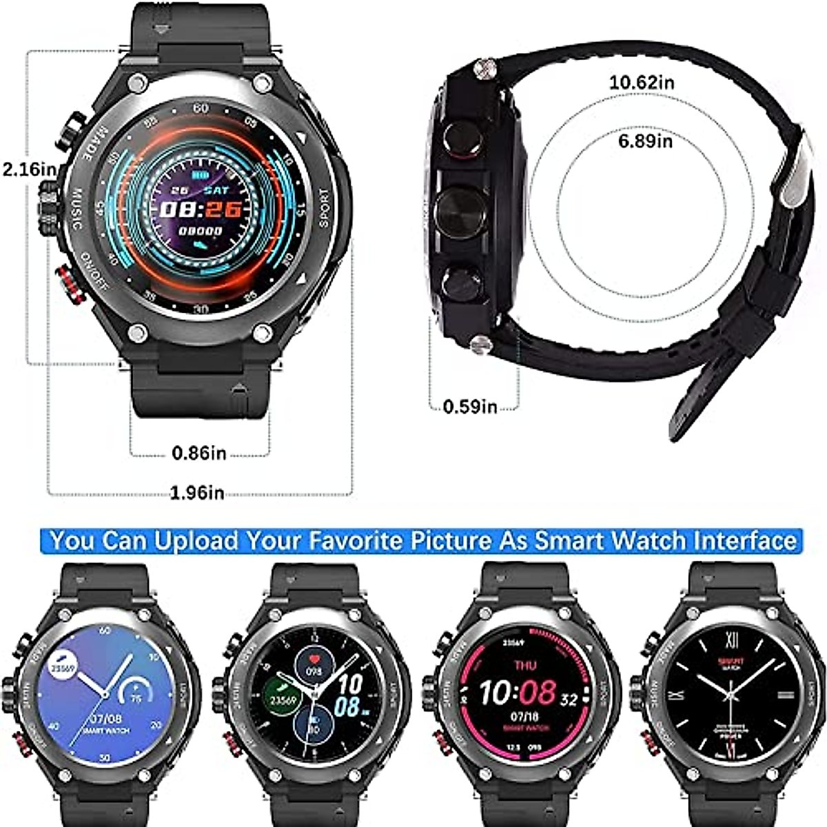 GUIQU Smart Watch with Earbuds, Bluetooth 5.3 HiFi Sound Effect [GPS 45mm] Monitor Tracker for Health Fitness Running Sleep Cycles, US Version Compatible Android and iOS