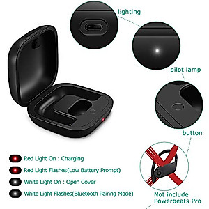 Charging Case Replacement Compatible with Powerbeats Pro with Bluetooth Pairing Sync Button & 700mAh Built-in Battery (Not Include Power Beats Earbuds) Black