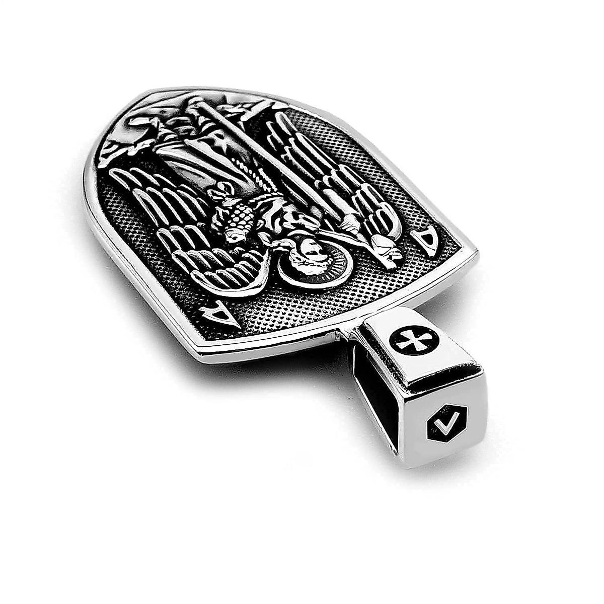 VENICEBEE® Archangel St. Raphael Protect Us Medal Saint Healer Angel Christian Amulet Solid 925 Sterling Silver Pendant Necklace + Velvet Pouch, Polishing Cloth, Fine Gift Box