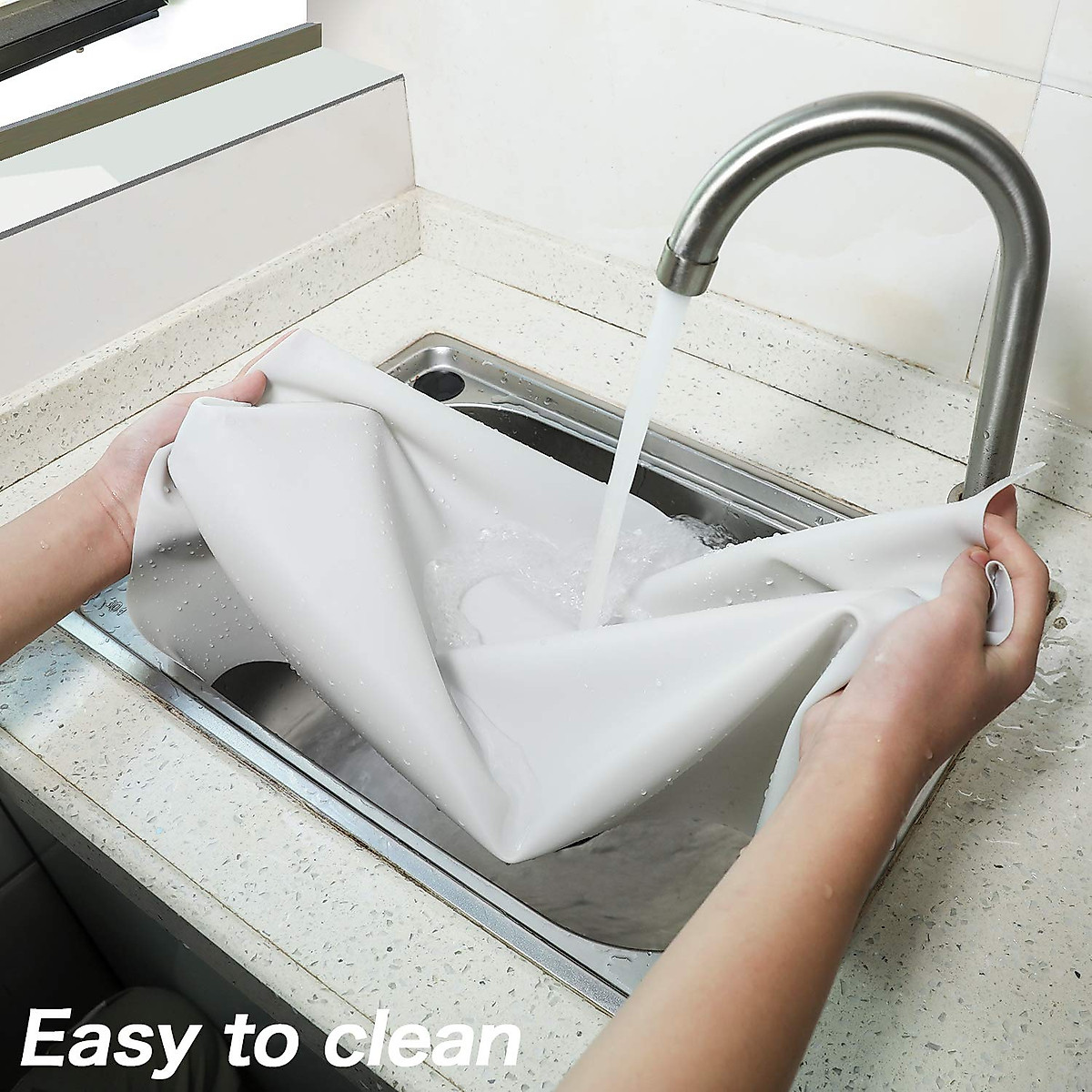 24''x20'' Extra Large Silicone Baking Mat for Dough Rolling Pastry Fondant Mat Nonstick and Nonskid Heat Resistent, Countertop Protector, Dining Table Mat and Placemat (Extra Large Gray 2 Pack)