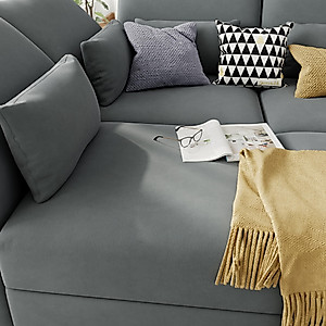 LLappuil Sectional Couch Convertible Oversize U Shaped Modular Sectional Sofa with Storage Easy Clean Anti-Scratch 8 Seat Velvet Sectional for Living Room, Brown