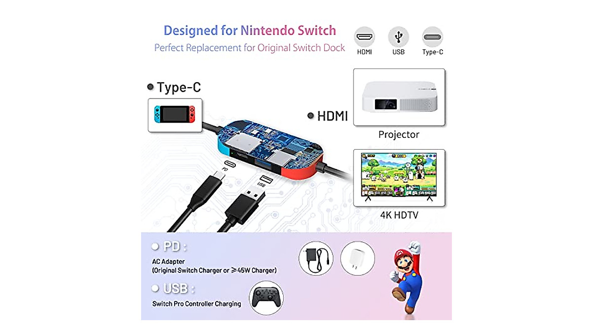 Portable Mini Switch Dock for Nintendo - Travel Friendly