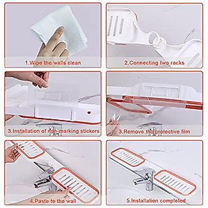 Foldable Corner Shower Caddy, No Drilling Self Adhesive Shower Organizer, Wall Mounted Bath Shelf, Shower Storage Rack for Bathroom, Kitchen, Living Room (Grey)