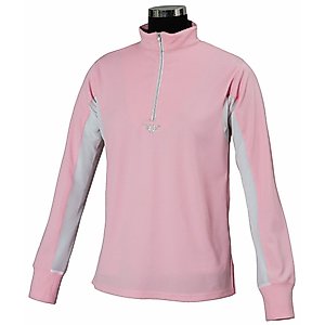 TuffRider Children's Ventilated Technical Long Sleeve Sport Shirt with Mesh, Petal Pink, Large