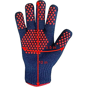 MIG4U BBQ Grill Gloves,Oven Gloves Extreme 500 Degrees Heat Resistant Grilling Gloves with Food Grade Non-Slip Silicone Dots for Cooking, Grilling, Baking, Smoker, Barbecue, Kitchen(10" Blue)