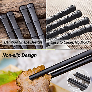 10 Pairs Fiberglass Chopsticks, Slivek Reusable Premium Japanese Chinese Korean Chopsticks Dishwasher Safe, Non-slip, Lightweight, 9.5 inches - Black